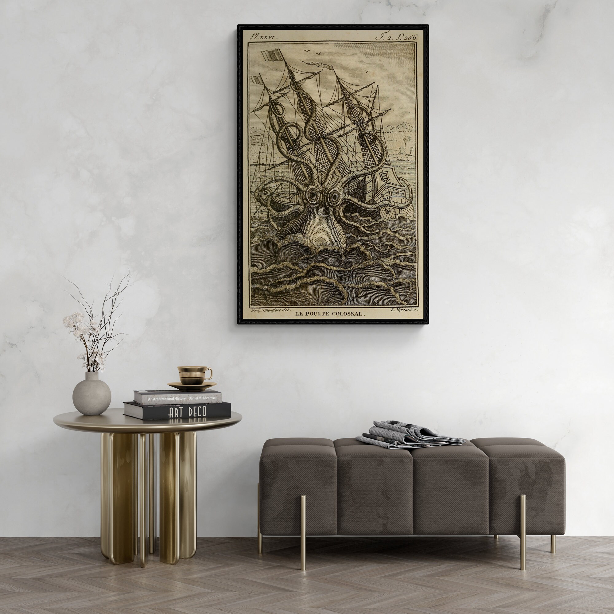 Antique Paleontology Poster Huge Octopus Illustration Poster - Etsy