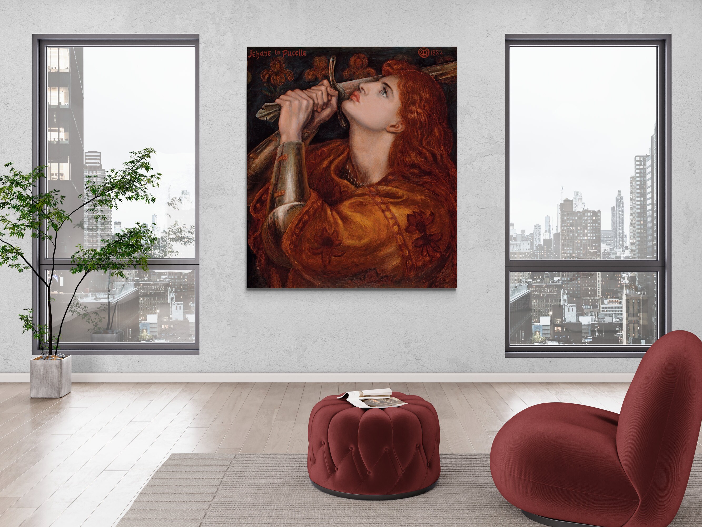Dante Gabriel Rossetti Joan of Arc Canvas Print: Vintage Blue Wall Art ...