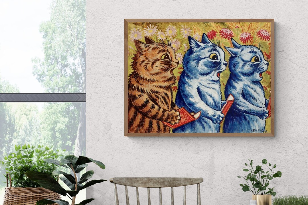 Three Cats Singing by Louis Wain, Cutie Cartoon Cats Choir, Cat Lovers ...