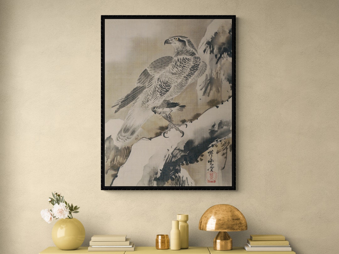 Antique Asian Eagle Art Canvas Print, Japanese Wall Art, Japanese Birds ...