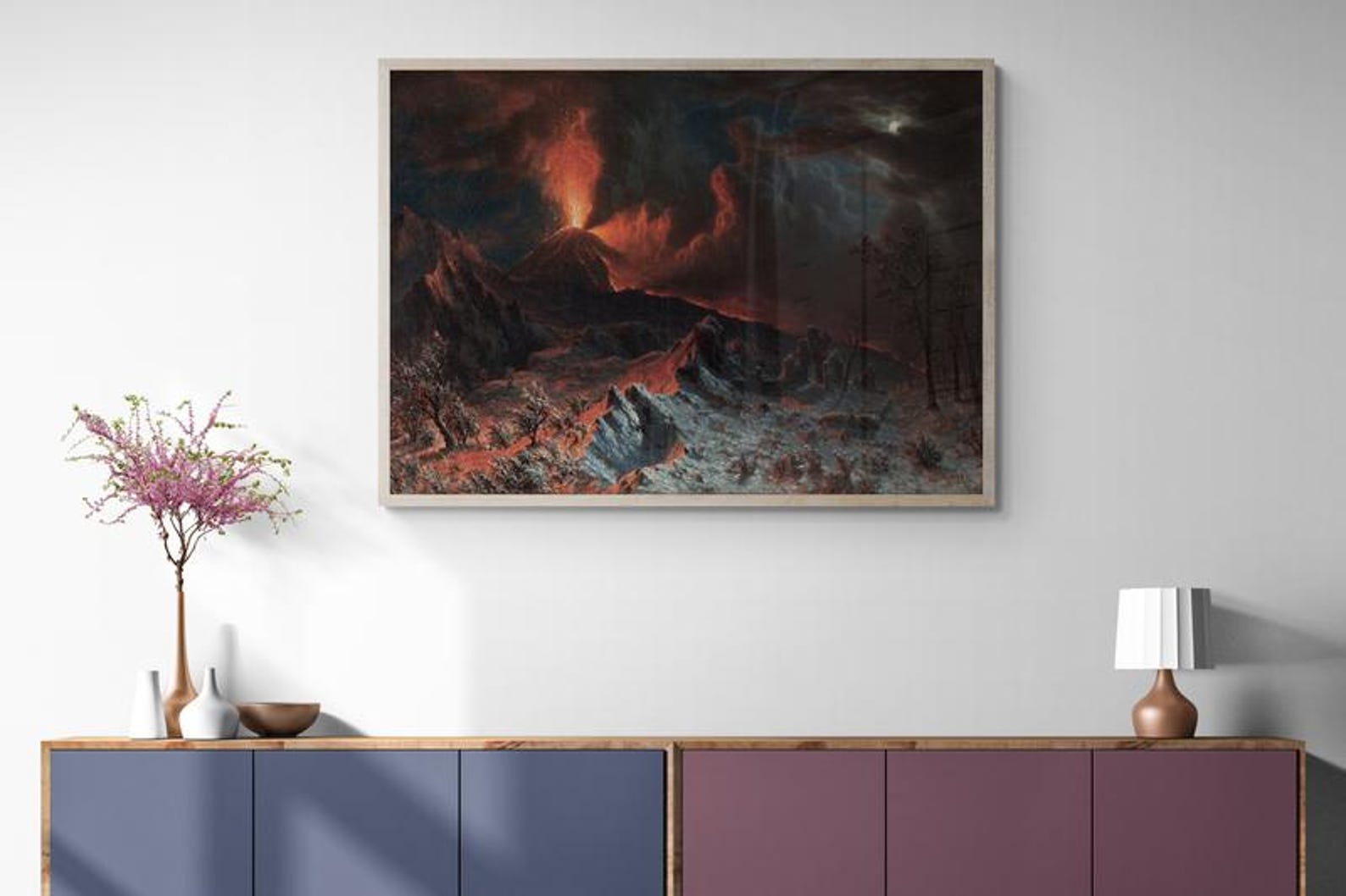 Mount Vesuvius at Midnight Volcano Eruption by Albert Bierstadt ...