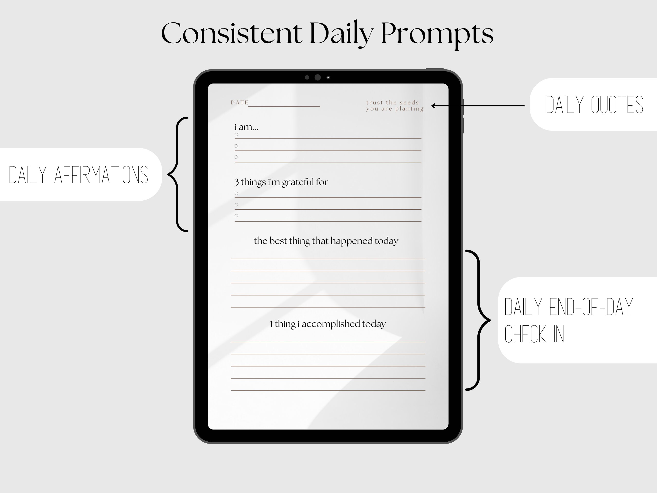 Digital 30 Day Daily Journal, Unique Journal Prompts, Self Care Journal ...