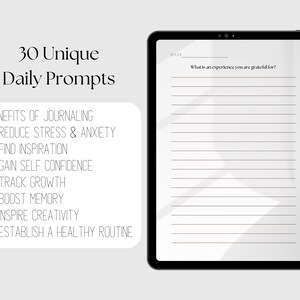 Digital 30 Day Daily Journal, Unique Journal Prompts, Self Care Journal ...