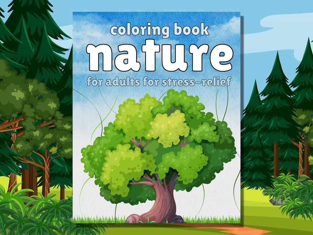 Printable Nature Coloring Book for Adults for Stress-relief - Etsy