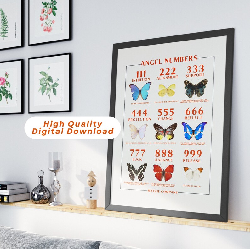 Angel Numbers Butterfly Poster Digital Download - Etsy