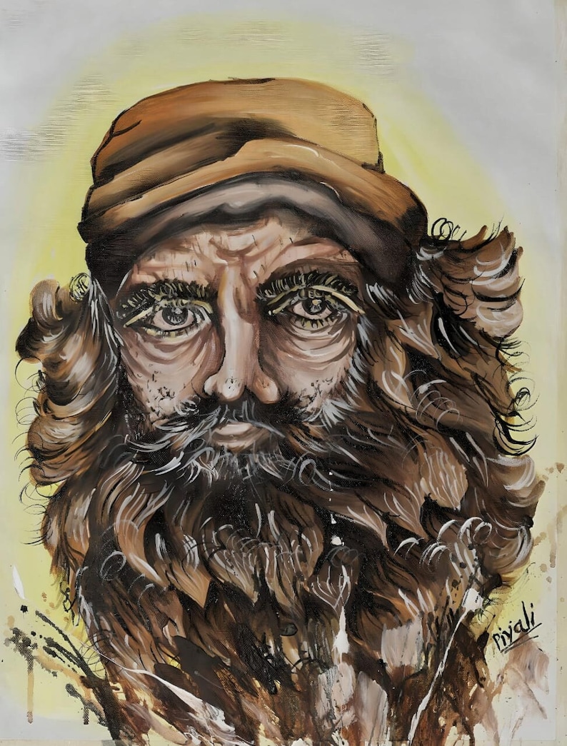 Vintage Old Man Portrait – Acrylic Canvas 24x18 - Etsy