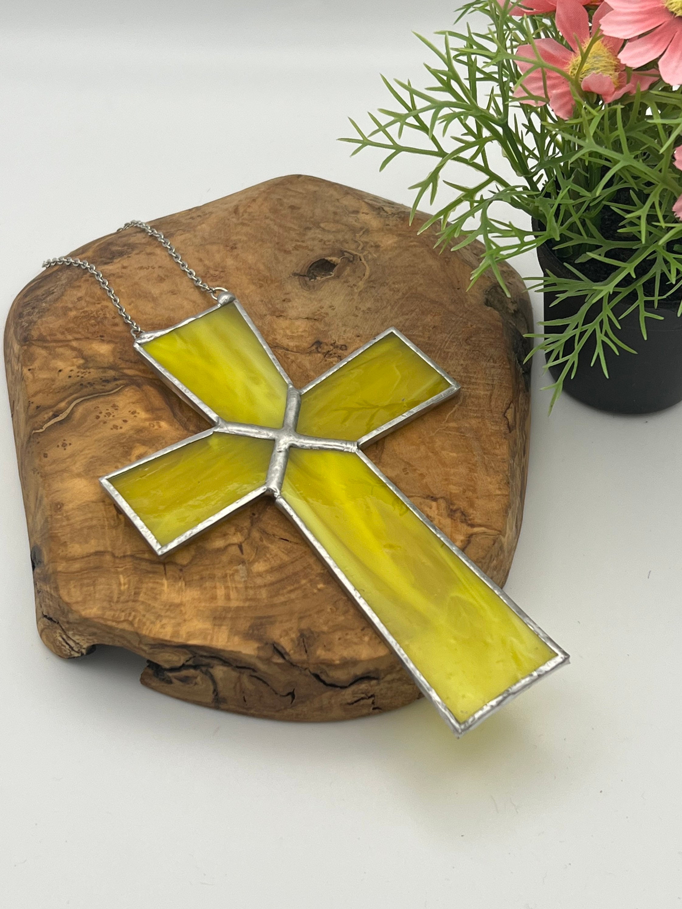 Stained Glass Cross Suncatcher - Etsy