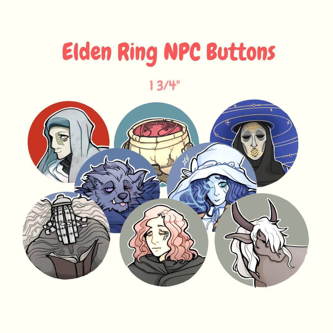 Elden Ring Npcs / 1 3/4" Pin Back Button / Set 1 - Etsy