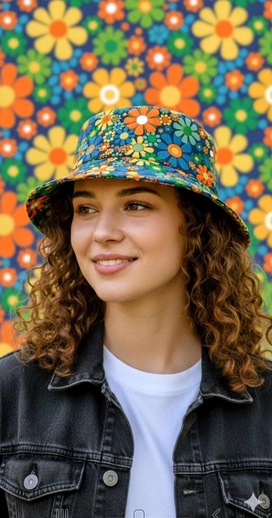 Retro Floral Daisy Print Bucket Hat | 70s Flower Power Pattern - Etsy