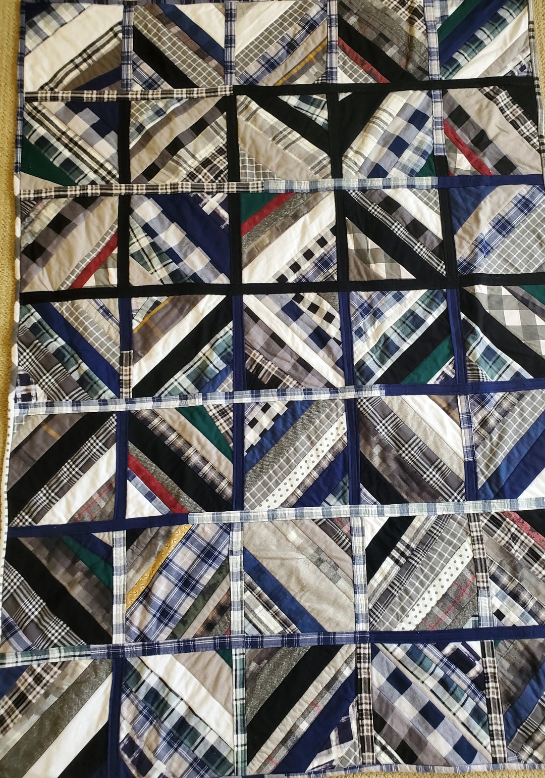 Frankenstein Quilt: Strip Pieced Reclaimed Flannel Quilt - Etsy
