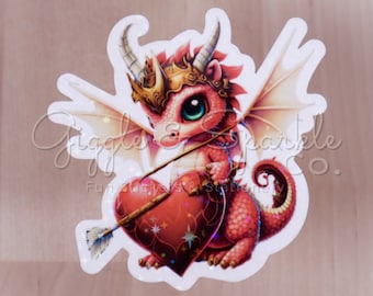 Valentino the Heart-tailed Dragon Cute Valentine's Day Sticker, 2x2 ...