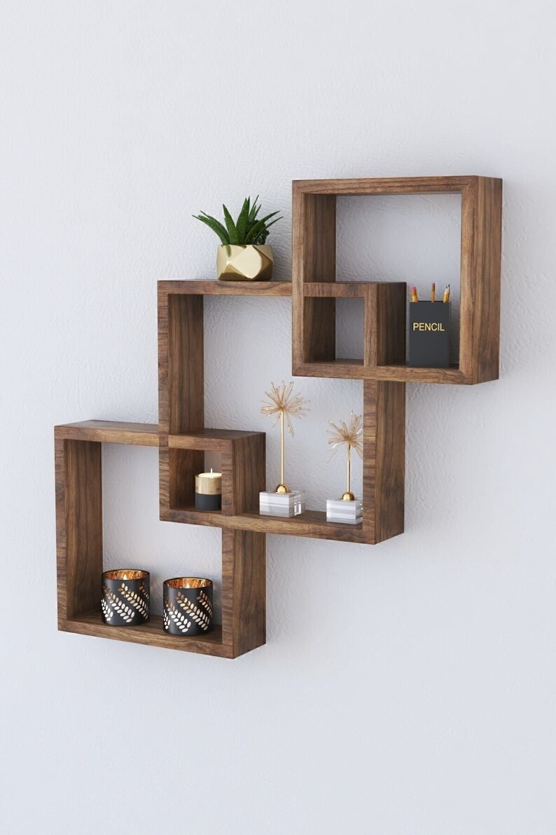 Interlocking Triple Square Wall Shelf - Etsy