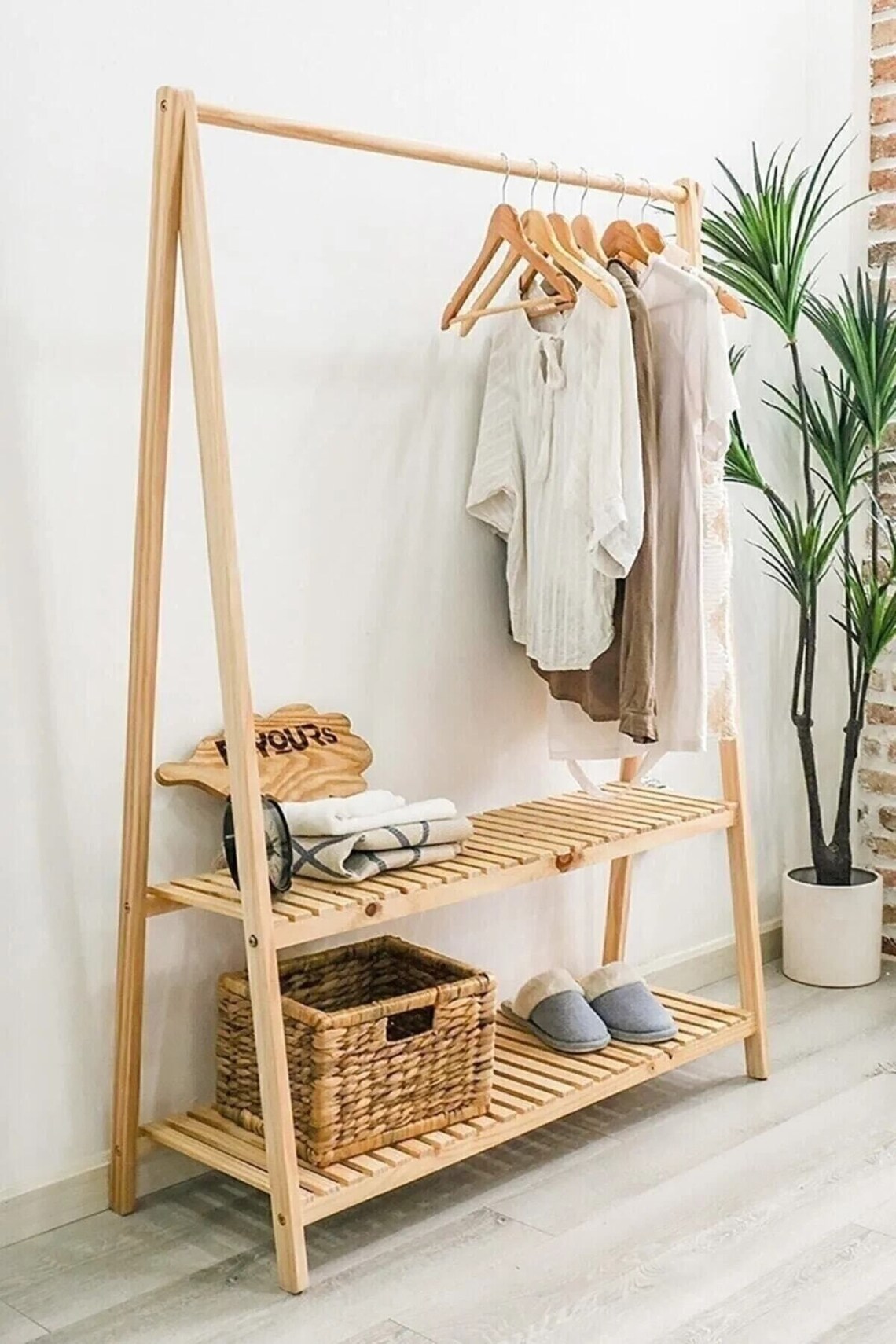 Wooden Hanging Clothes Rack and Shoe Rack - Etsy