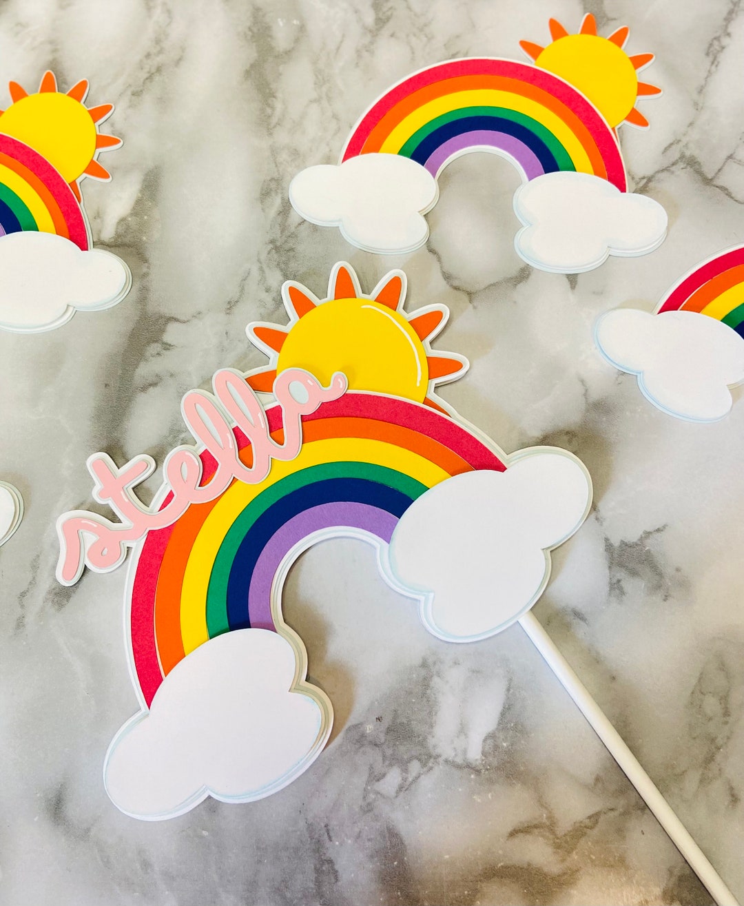 Paper Rainbow Birthday Cake Topper - Rainbow Theme - Children's ...