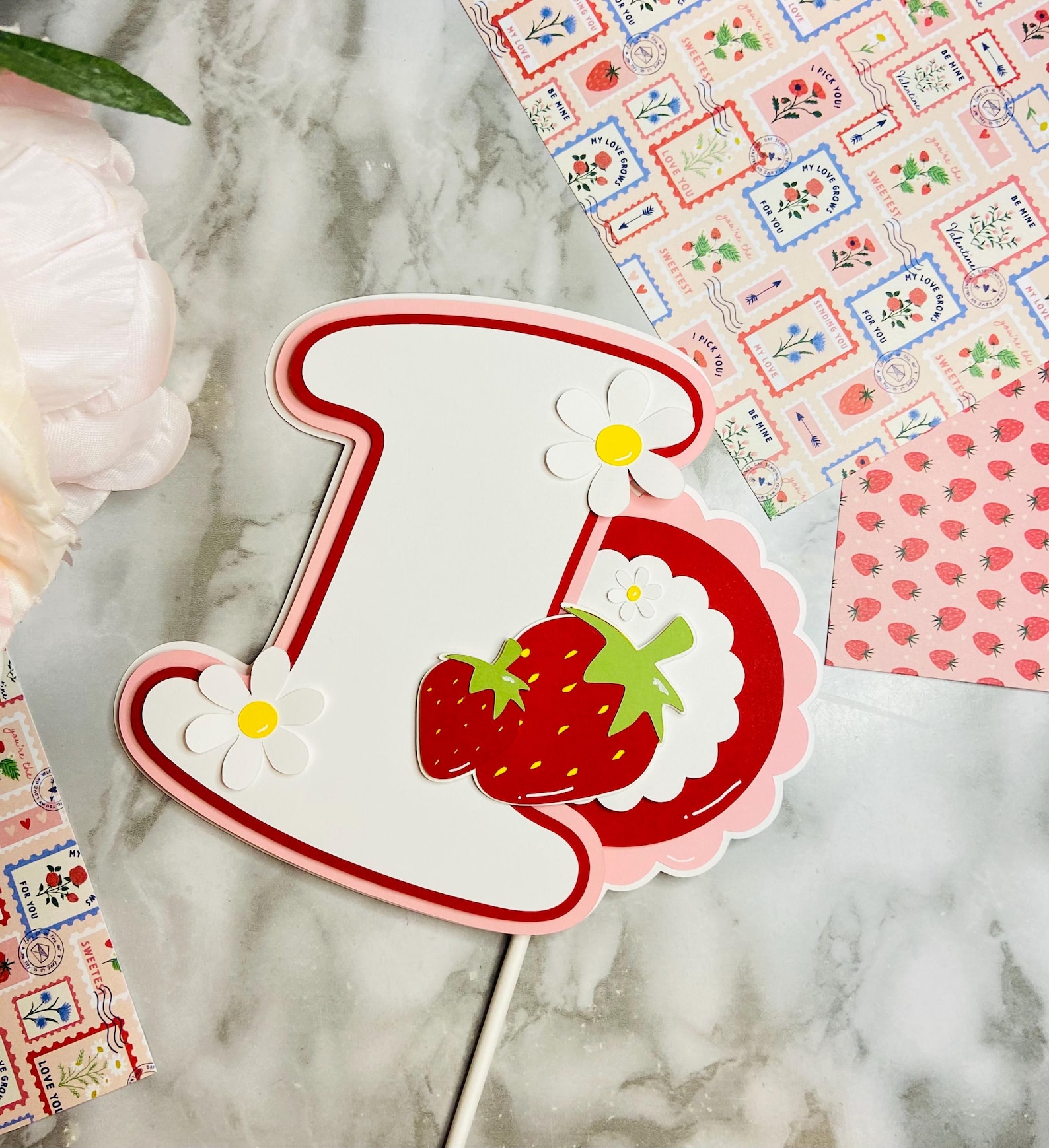 Strawberry Birthday Cake Topper - Strawberry Theme Kids Party ...