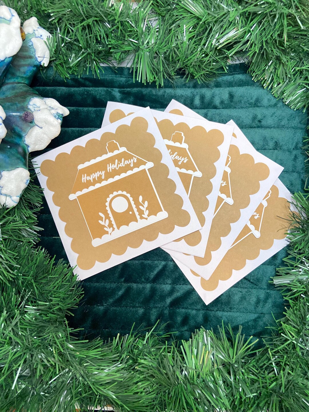 Gingerbread House Christmas Cards - Holiday Note Cards - Set of 4 - Etsy