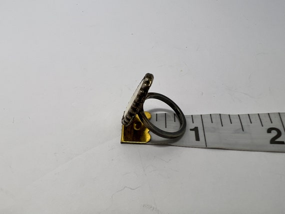 Antique Silver and Magnesite Ring Unique - Gem