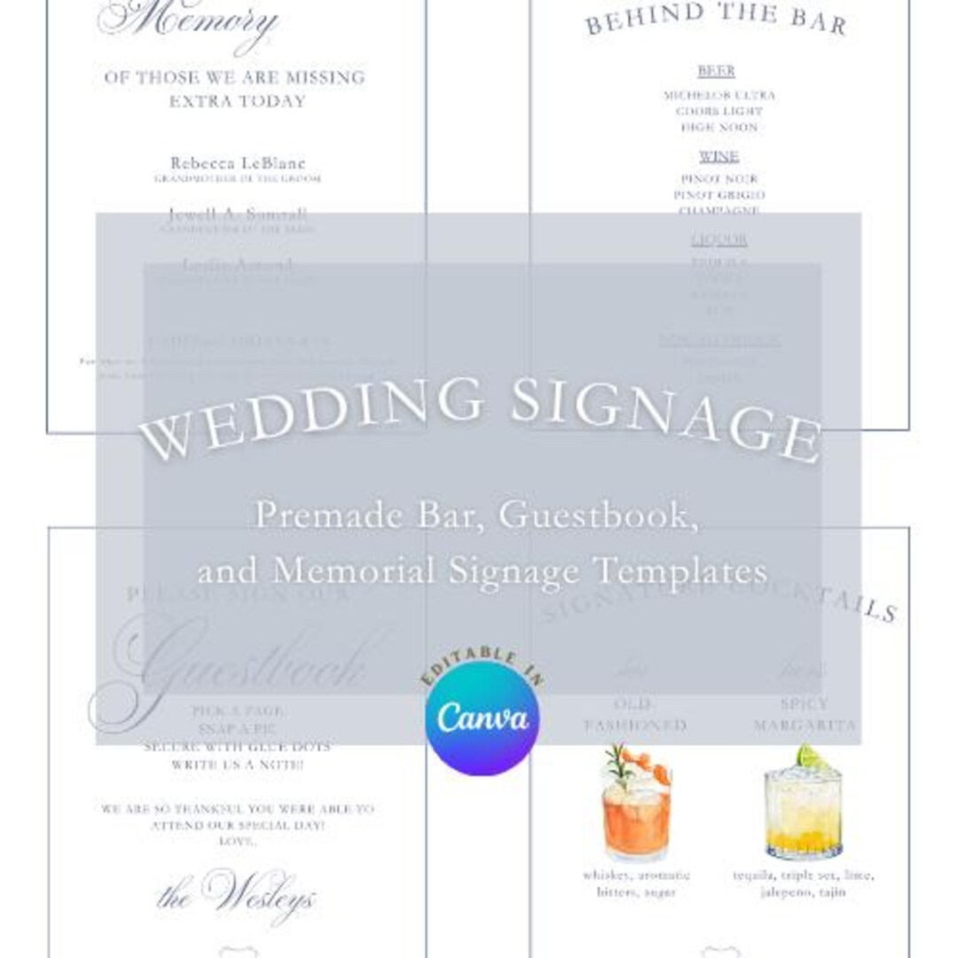 Blue Coastal Classic Signage Suite | Weddings, Bridal Shower, Rehearsal ...