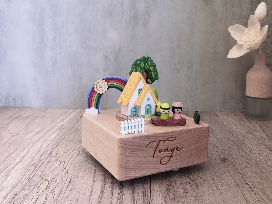Custom Wood Rainbow Bridge Music Box, Birthday Gift, Wooden Horse ...