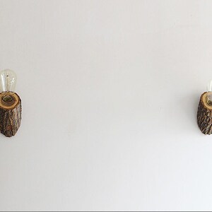 Creative Wooden Lamp Holder With Bark, Rustic E27 Lamp Holder, Wall ...