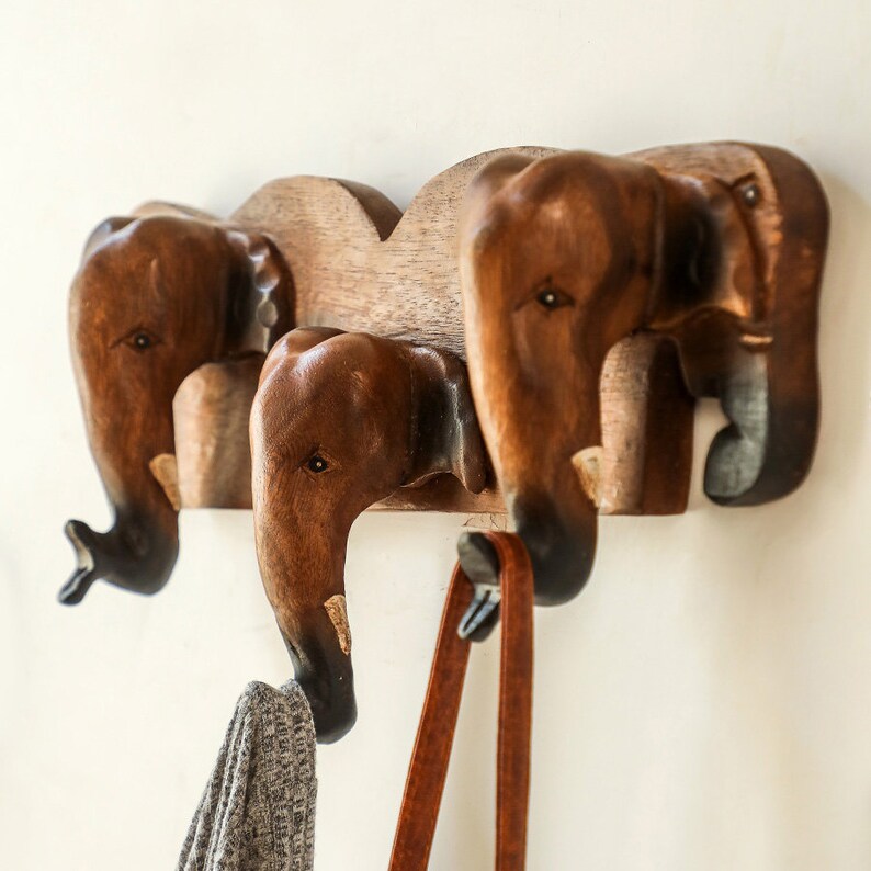 Elephant Trunk Wood Hook Teak Wood Hooks Solid Wood Elephant - Etsy