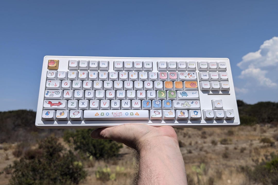 TKL Thocky Custom Gasket Mount Mechanical Keyboard W/ White Jade Marble ...