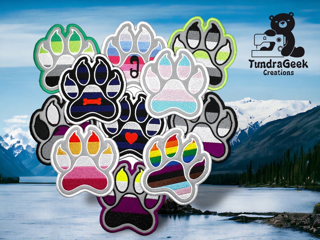 Furry Pride Paw-shaped Sew-on Patches - 4 Inch - Multiple Flag Options ...