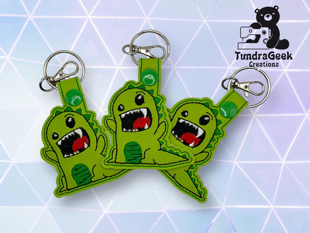 Toony T-rex Embroidered Keychain - Etsy