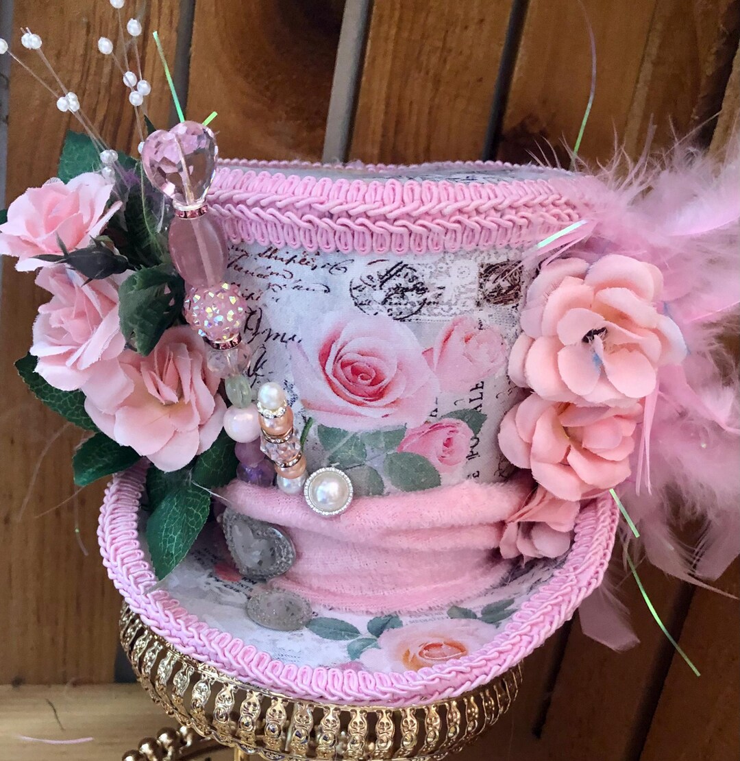 Pink Floral Tea Top Hat, Tea Party Hat, Derby Hat, Party Hat, Garden ...