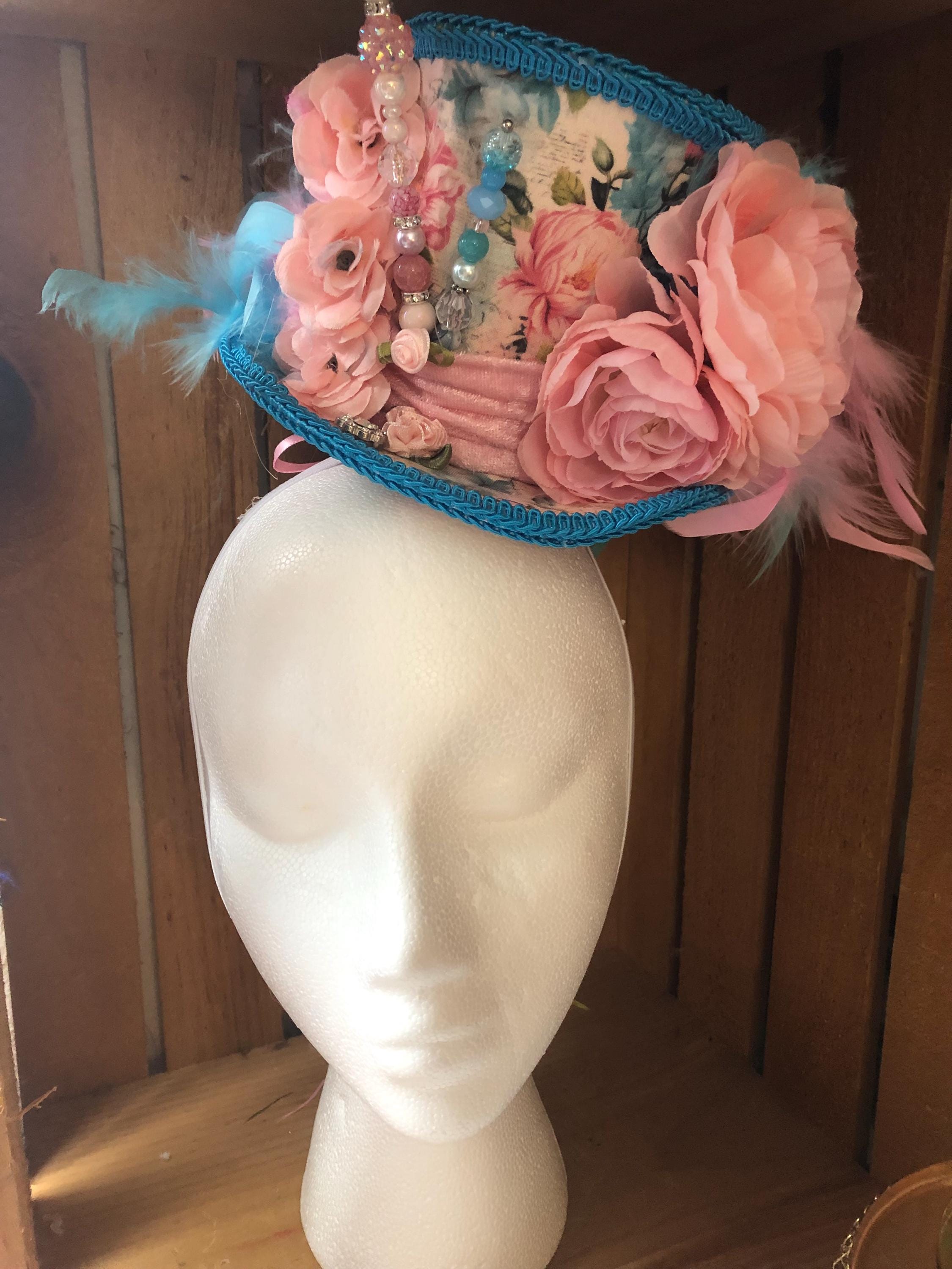 Floral Tea Top Hat, Fascinator, Tea Party Hat, Derby Hat, Party Hat ...