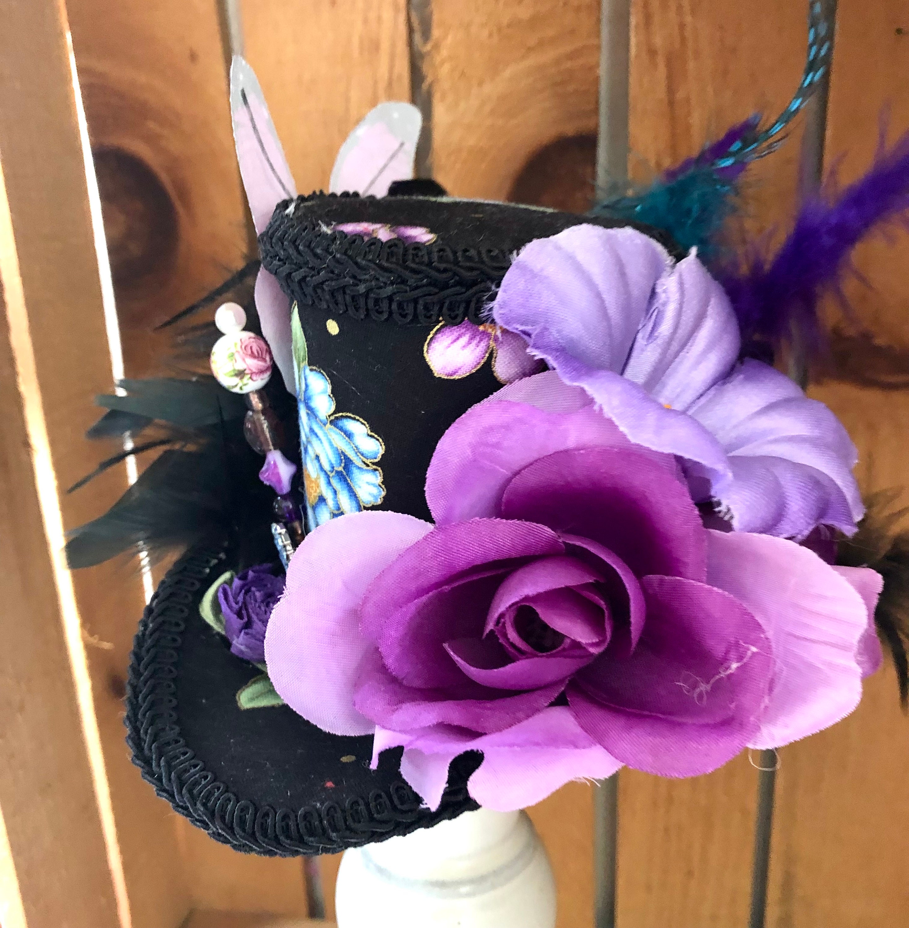 Purple & Black Tea Top Hat, Tea Party Hat, Derby Hat, Party Hat, Garden ...