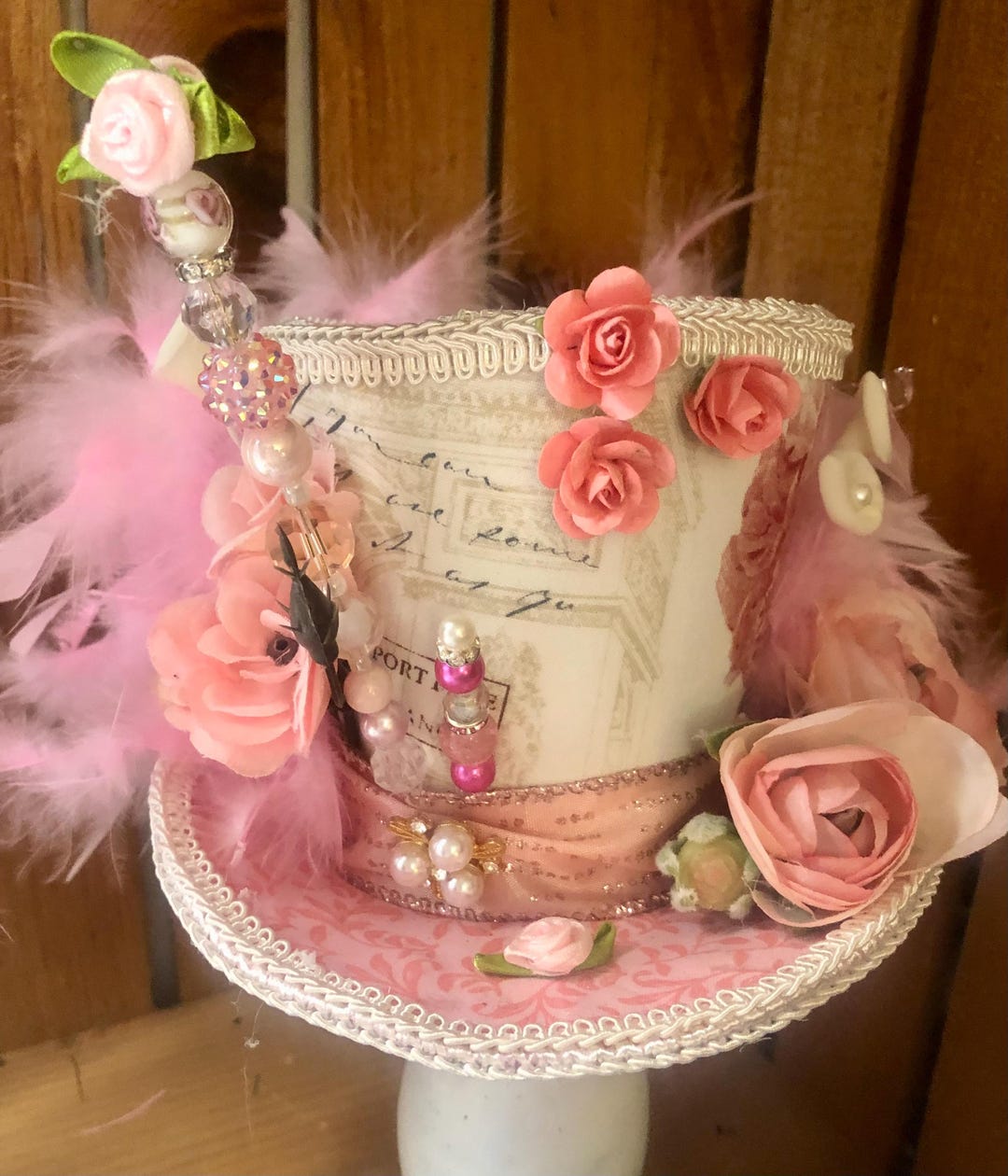 Pink Floral Tea Top Hat, Tea Party Hat, Derby Hat, Party Hat, Garden ...