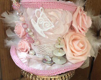 Floral Tea Top Hat, Fascinator, Tea Party Hat, Derby Hat, Party Hat ...
