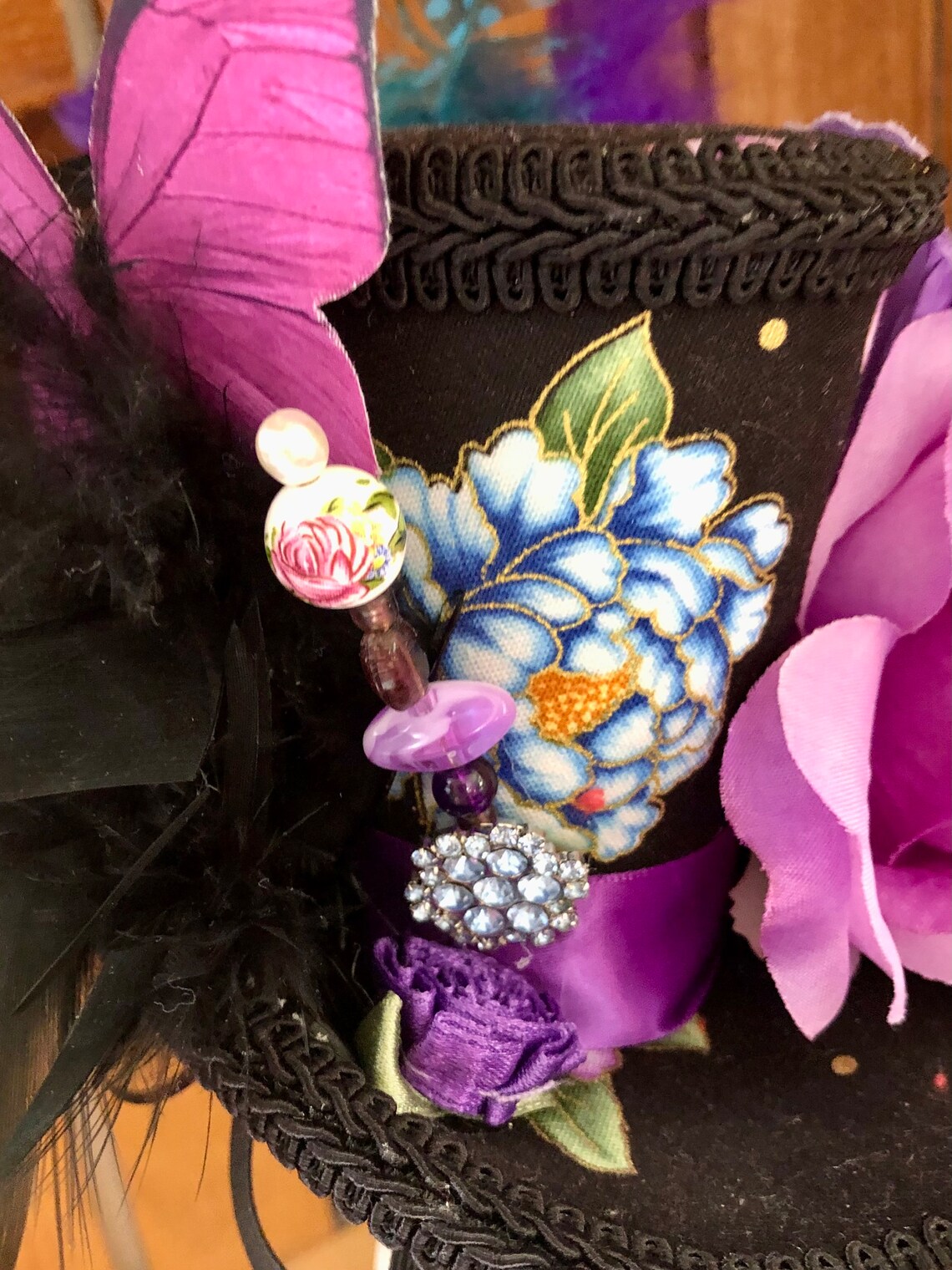 Purple & Black Tea Top Hat, Tea Party Hat, Derby Hat, Party Hat, Garden ...