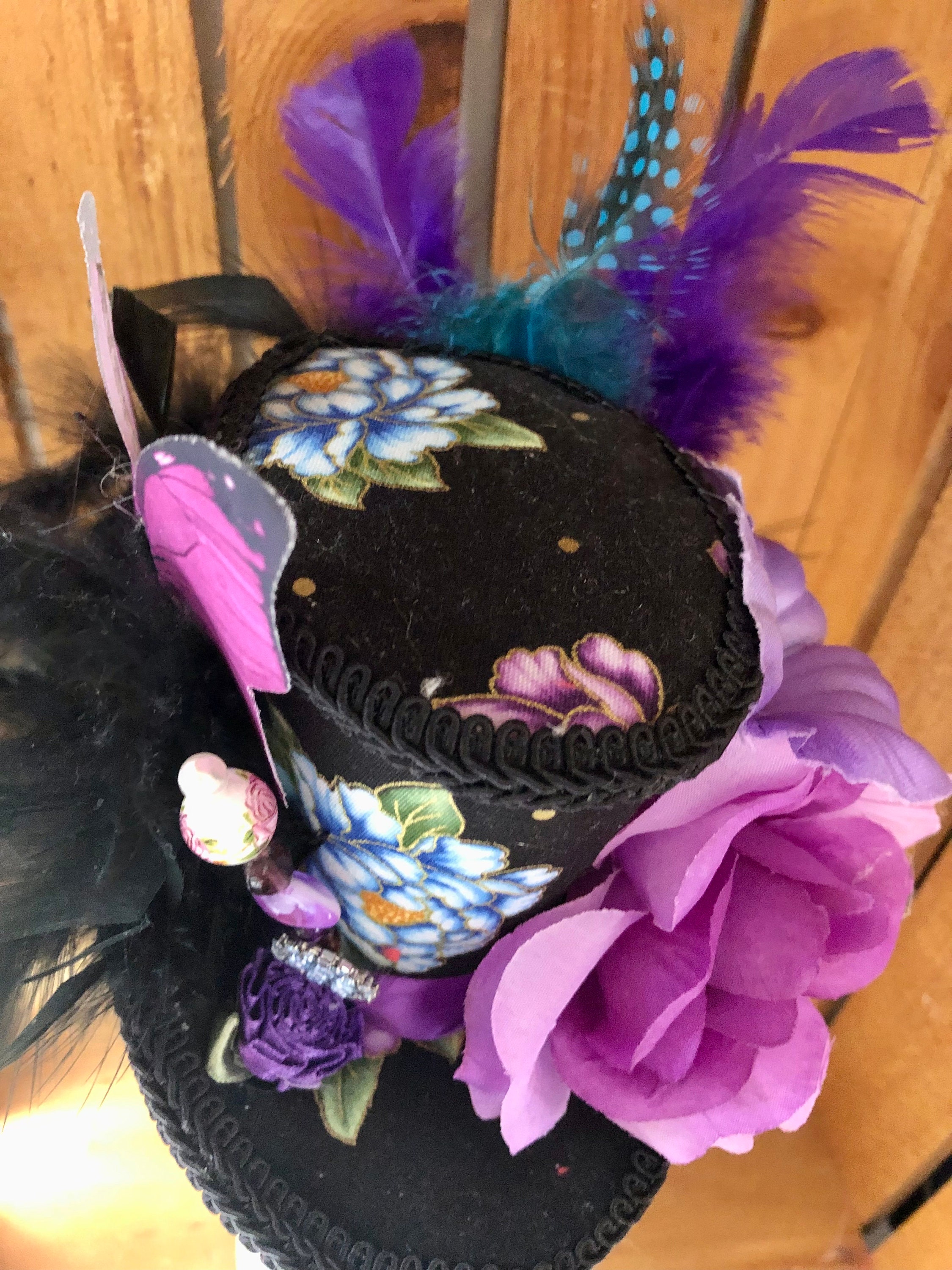 Purple & Black Tea Top Hat, Tea Party Hat, Derby Hat, Party Hat, Garden ...