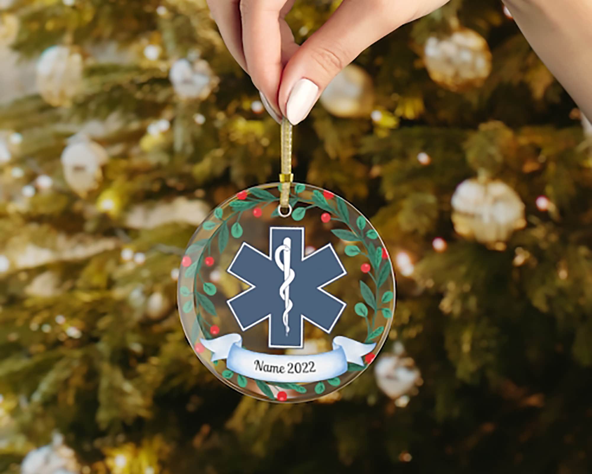 Personalized EMS Christmas Ornament - Clear Glass, Paramedic Gifts ...