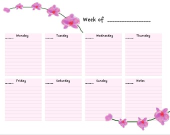 Printable Orchid Planner for Mom Monthly Weekly Daily Undated Goals ...