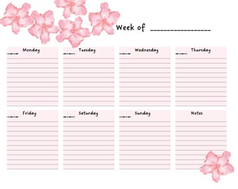 Cherry Blossom Weekly Planner Printable - Etsy