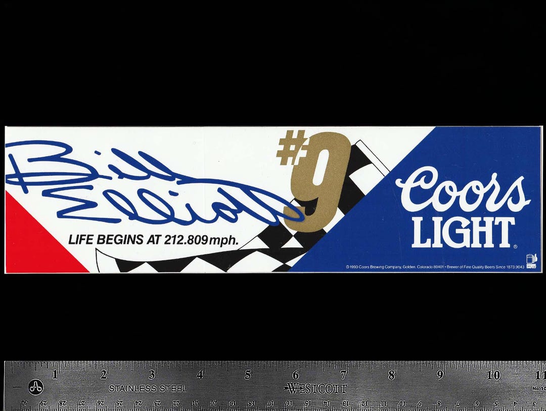 BILL ELLIOTT #9 Coors Light - Original Vintage Racing Decal/sticker ...