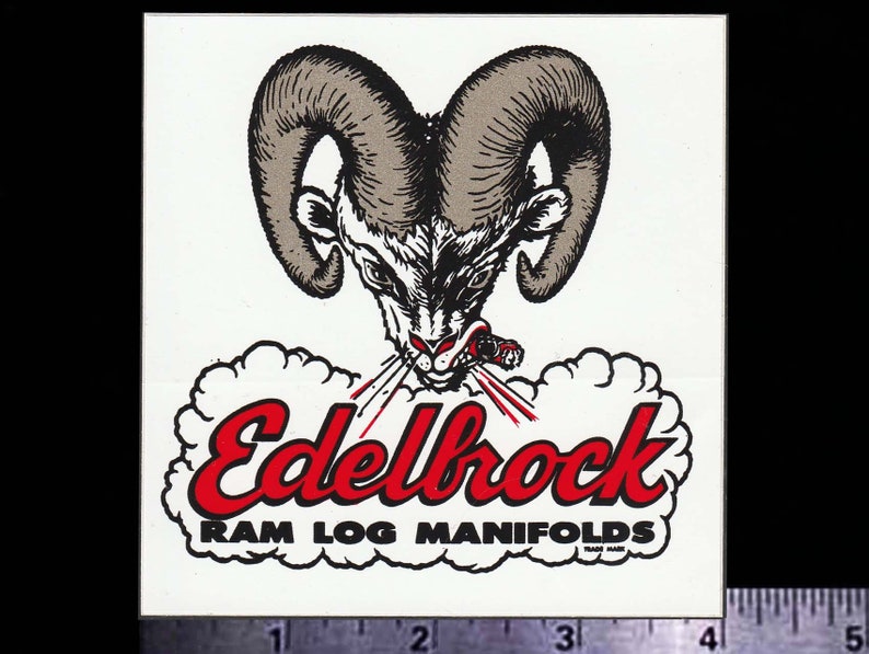 EDELBROCK Ram Log Manifolds - Original Vintage 1960’s 70's Racing Decal ...