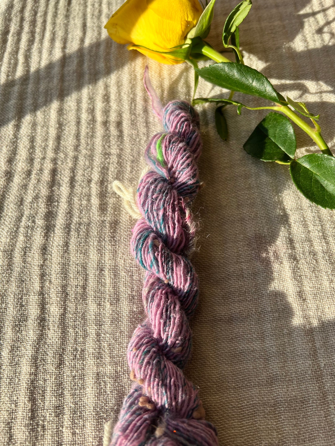 Simple Single Ply Handmade Hand Blended Spun Yarn Blue and Pink for ...