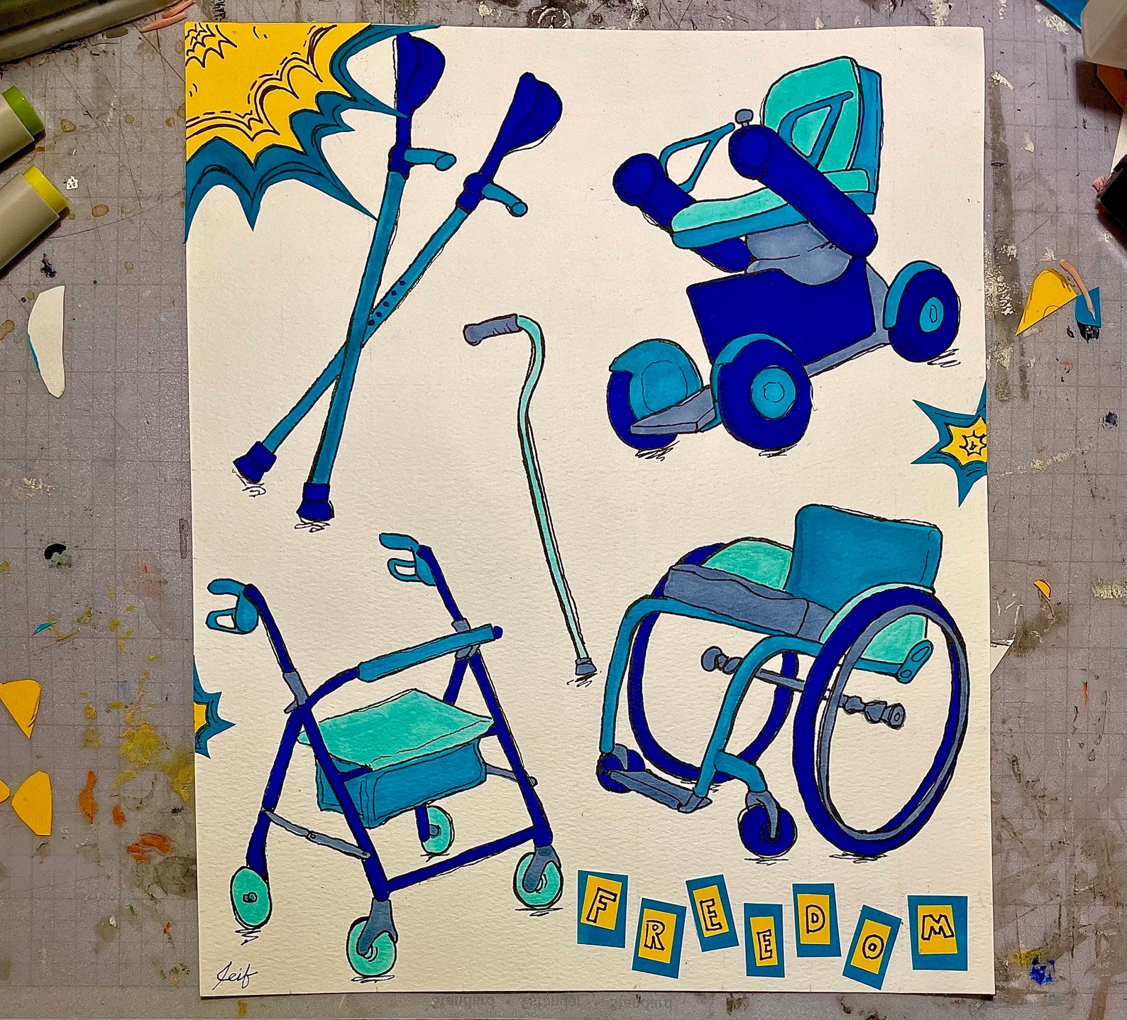 Mobility Aids Are Freedom - Original - Etsy