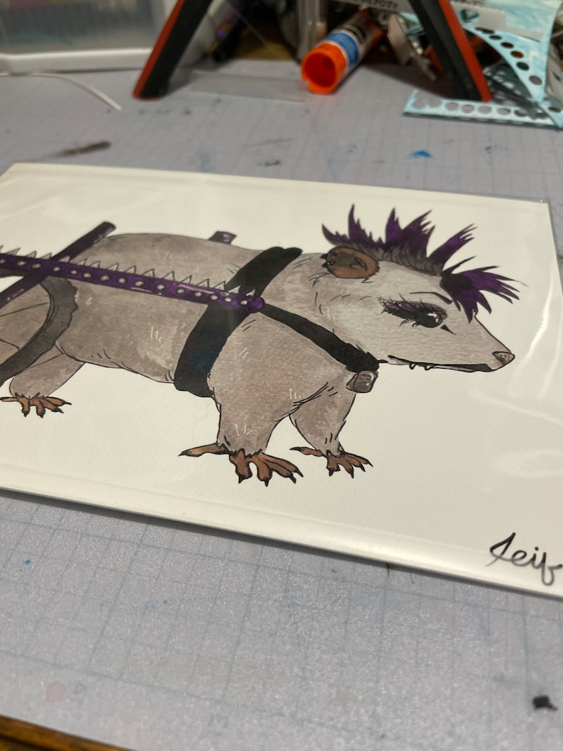 Goth Disabled Possum With Wheelchair Watercolor Style Print - Etsy