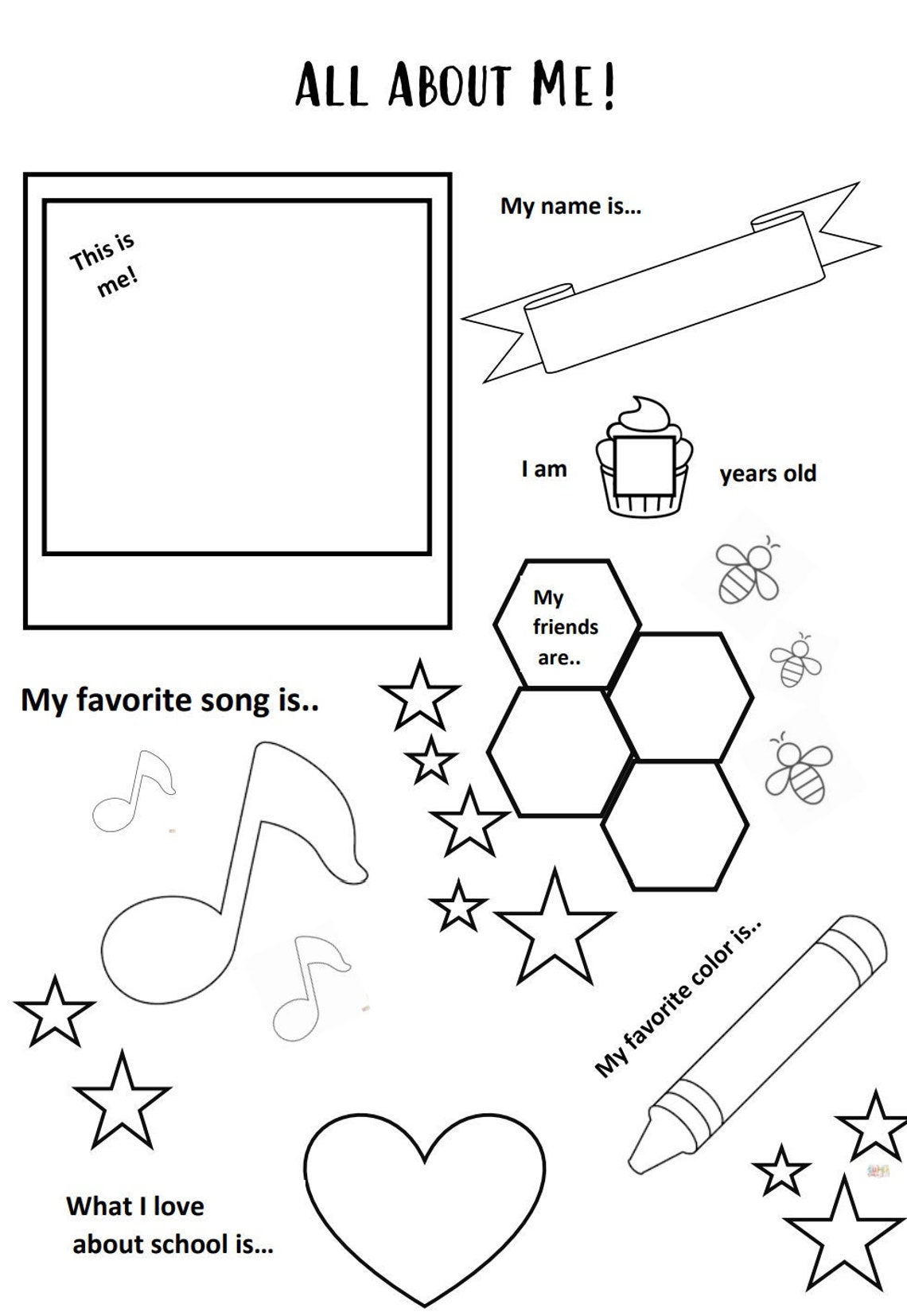 All About Me Template - Etsy