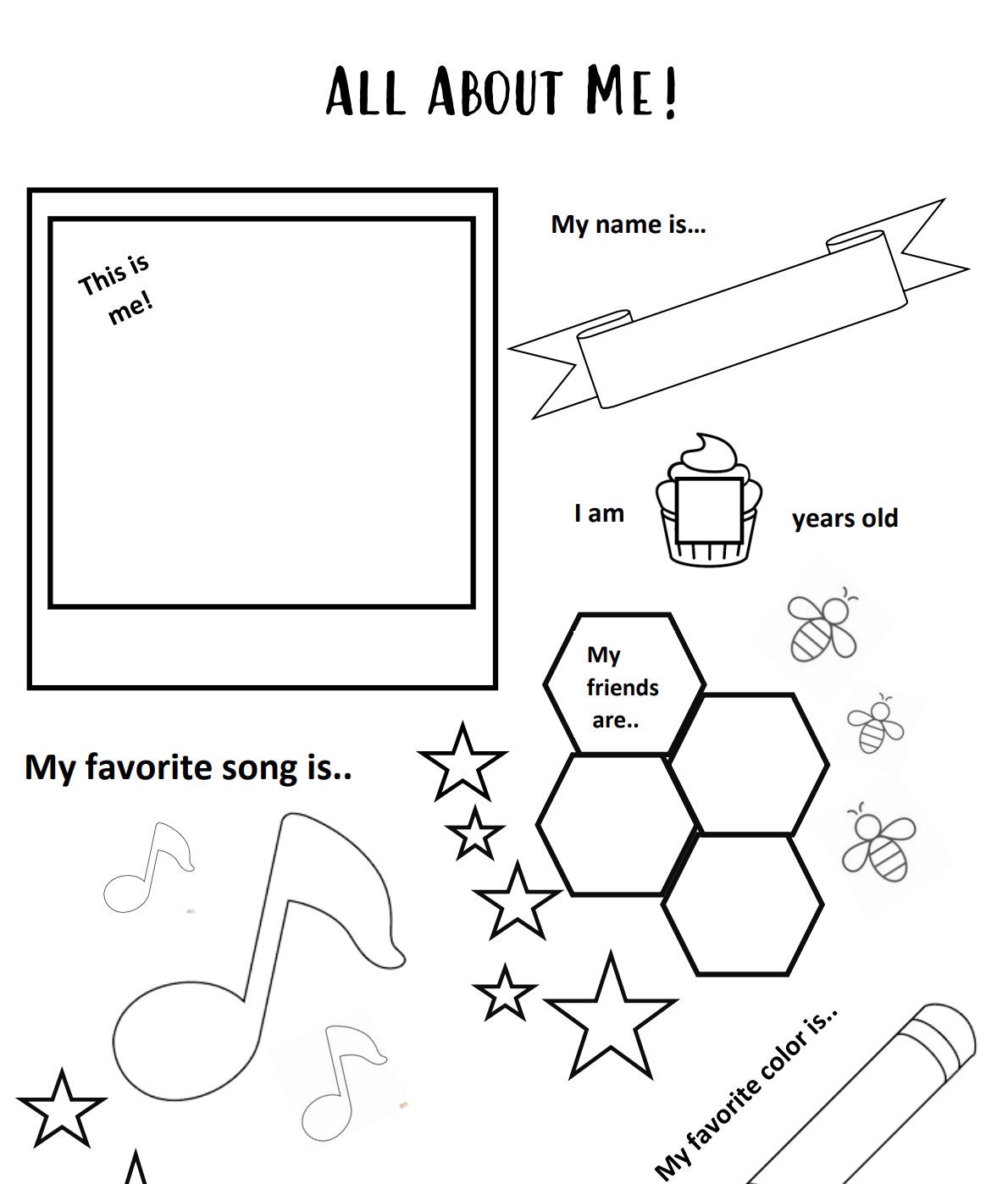 All About Me Template - Etsy