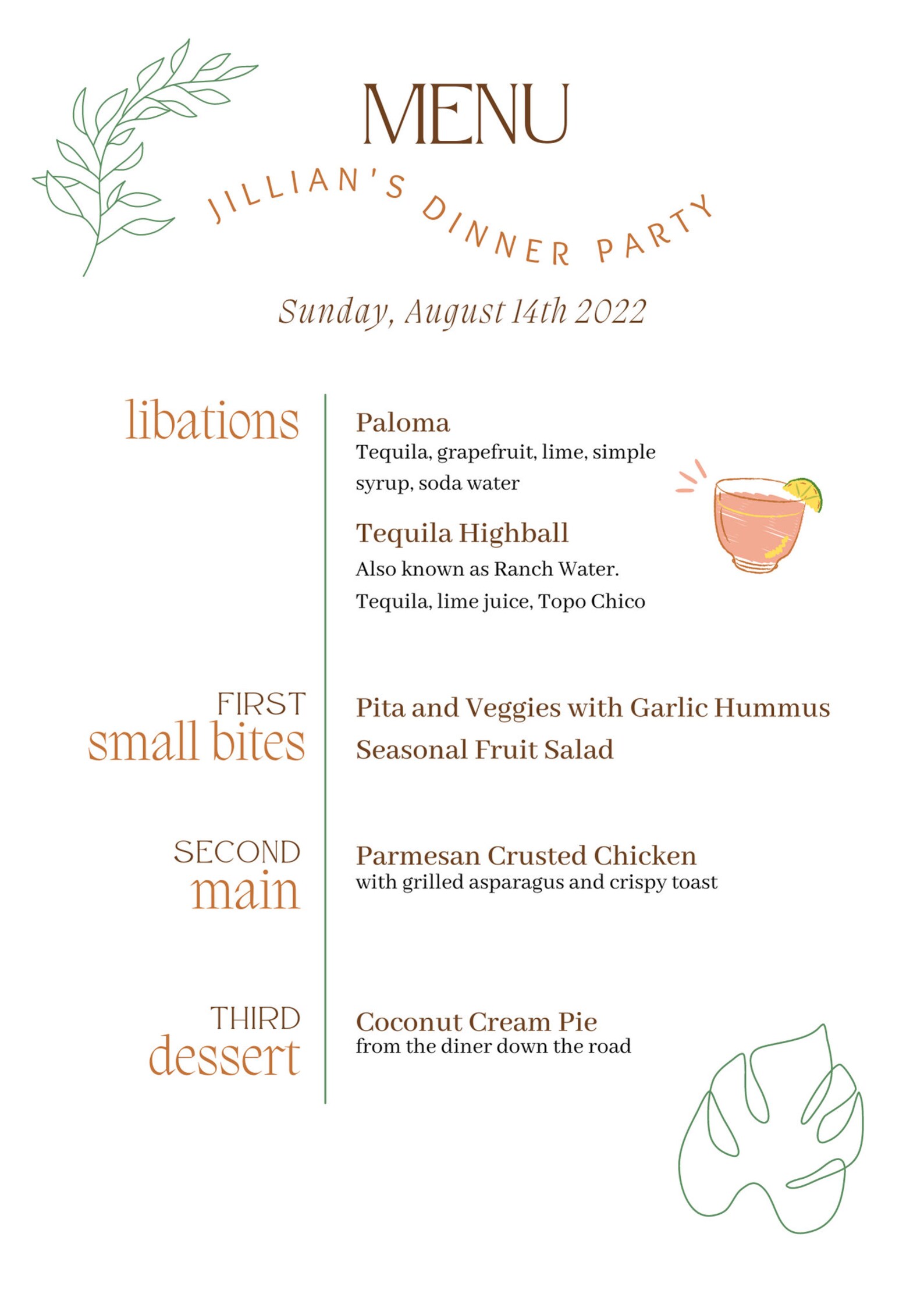 Elegant Dinner Party Fun Celebration Warm Tones Modern Menu Friends ...