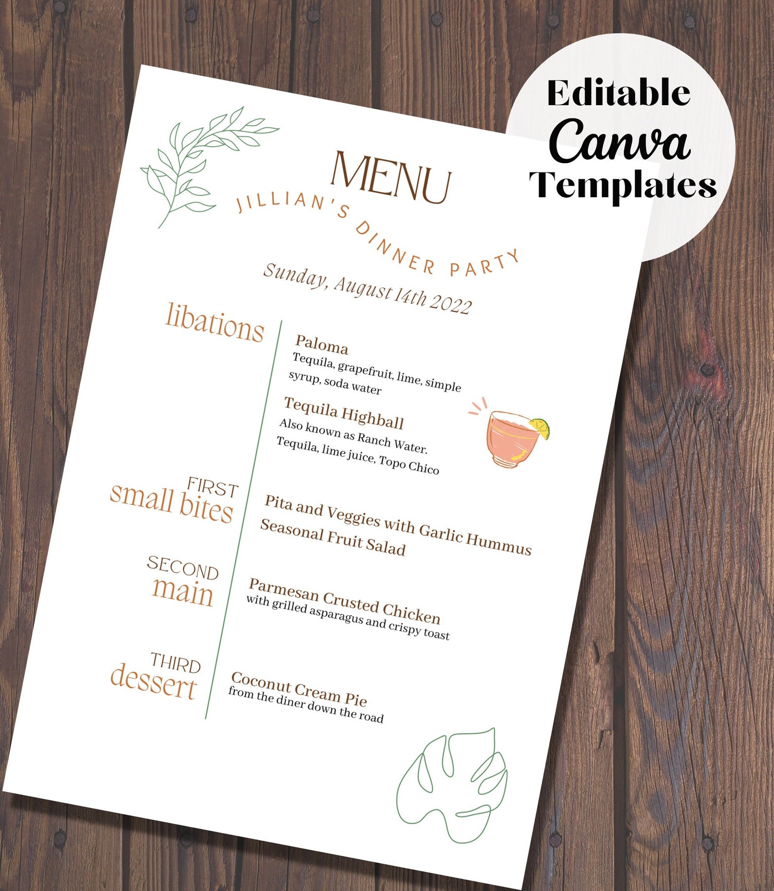 Elegant Dinner Party Fun Celebration Warm Tones Modern Menu Friends ...