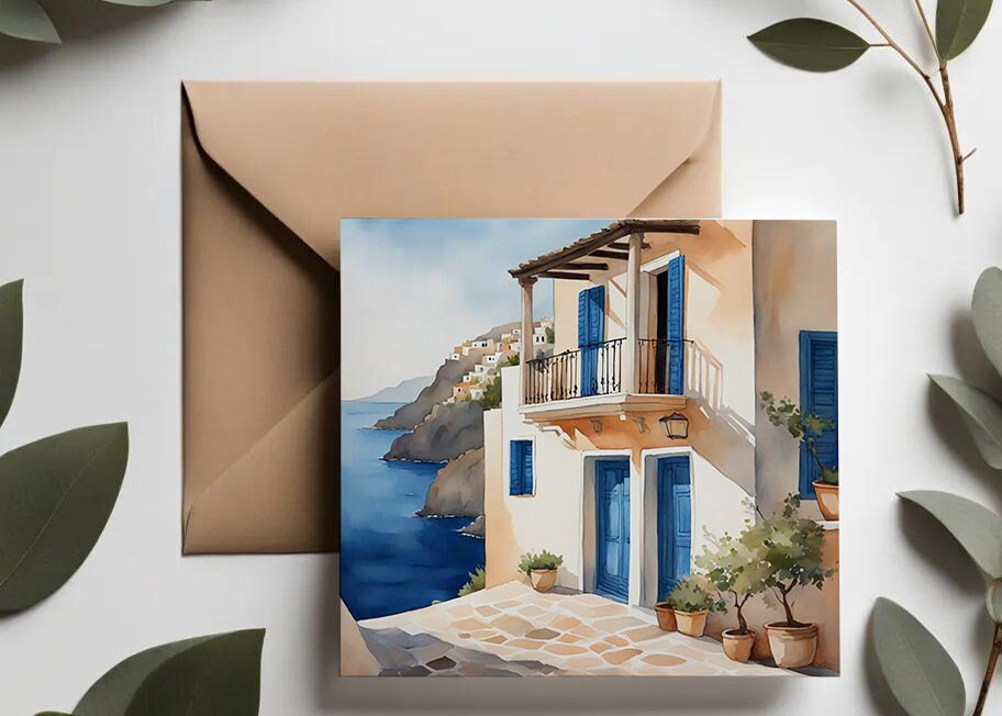Greek Island Greeting Cards / Birthday Card Set / Size 5.9x5.9 Inch ...