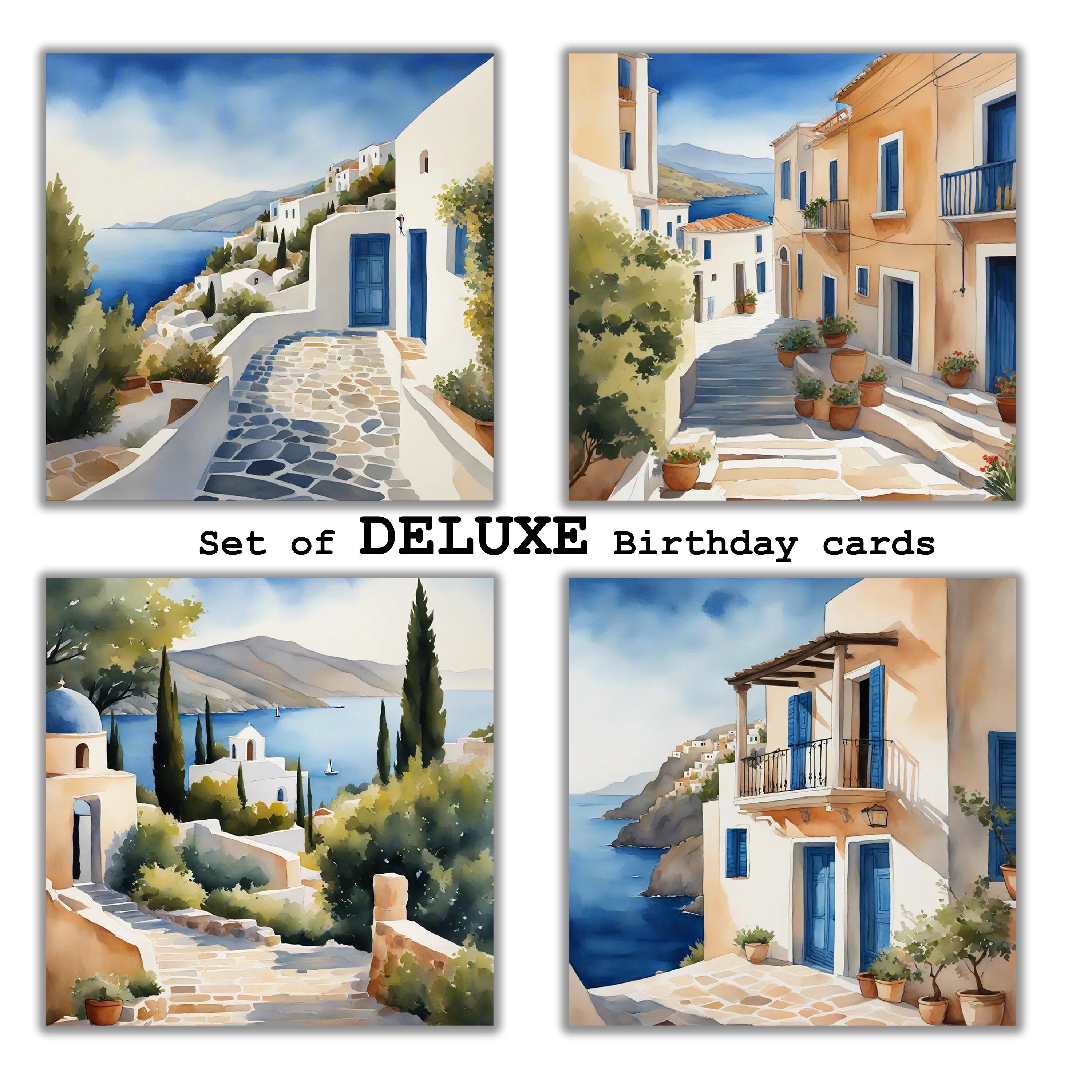 Greek Island Greeting Cards / Birthday Card Set / Size 5.9x5.9 Inch ...