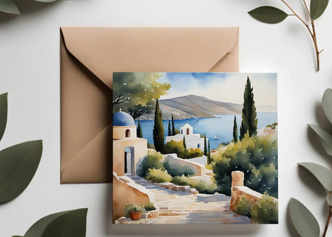Greek Island Greeting Cards / Birthday Card Set / Size 5.9x5.9 Inch ...